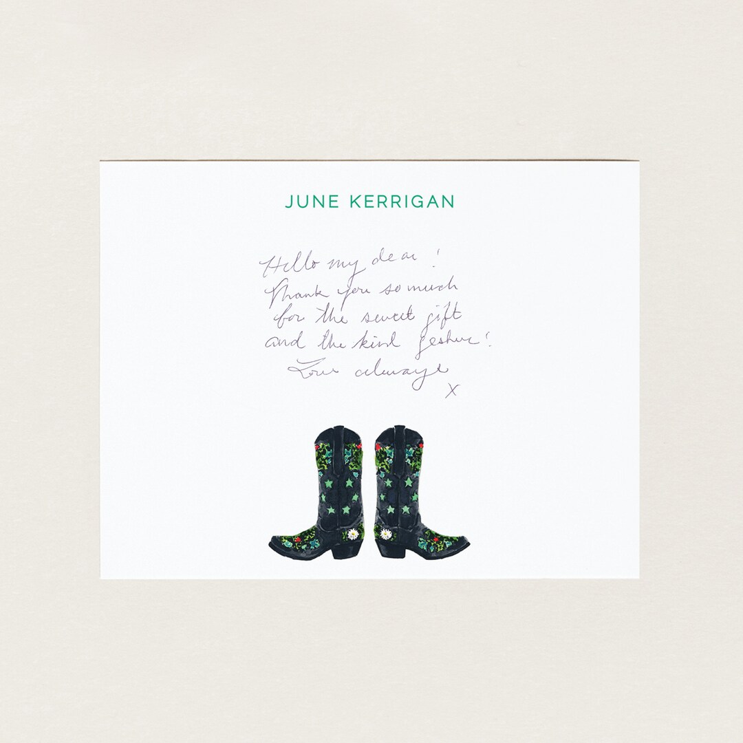 Black Cowboy Boots Stationery, Personalized Notecards, Texas Southern ...