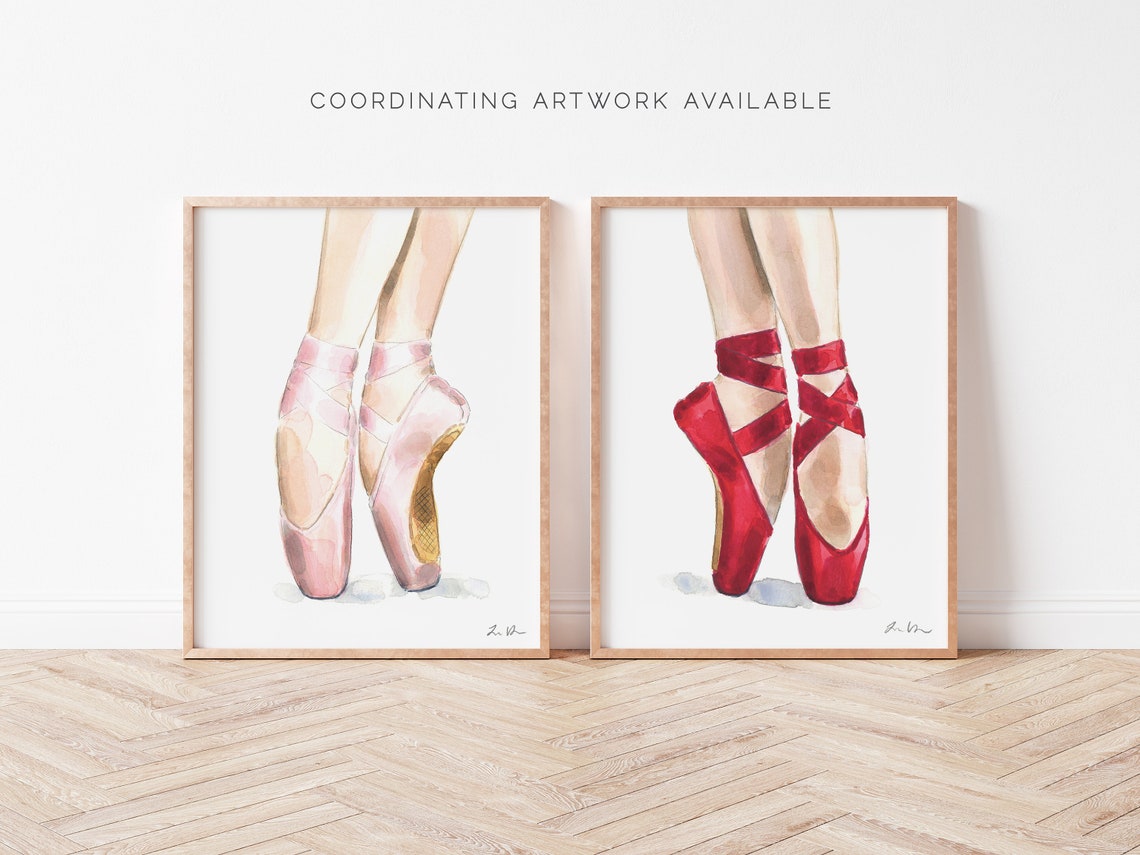 Red Pointe Shoes Art Print Red Shoes Art Ballet Slippers - Etsy
