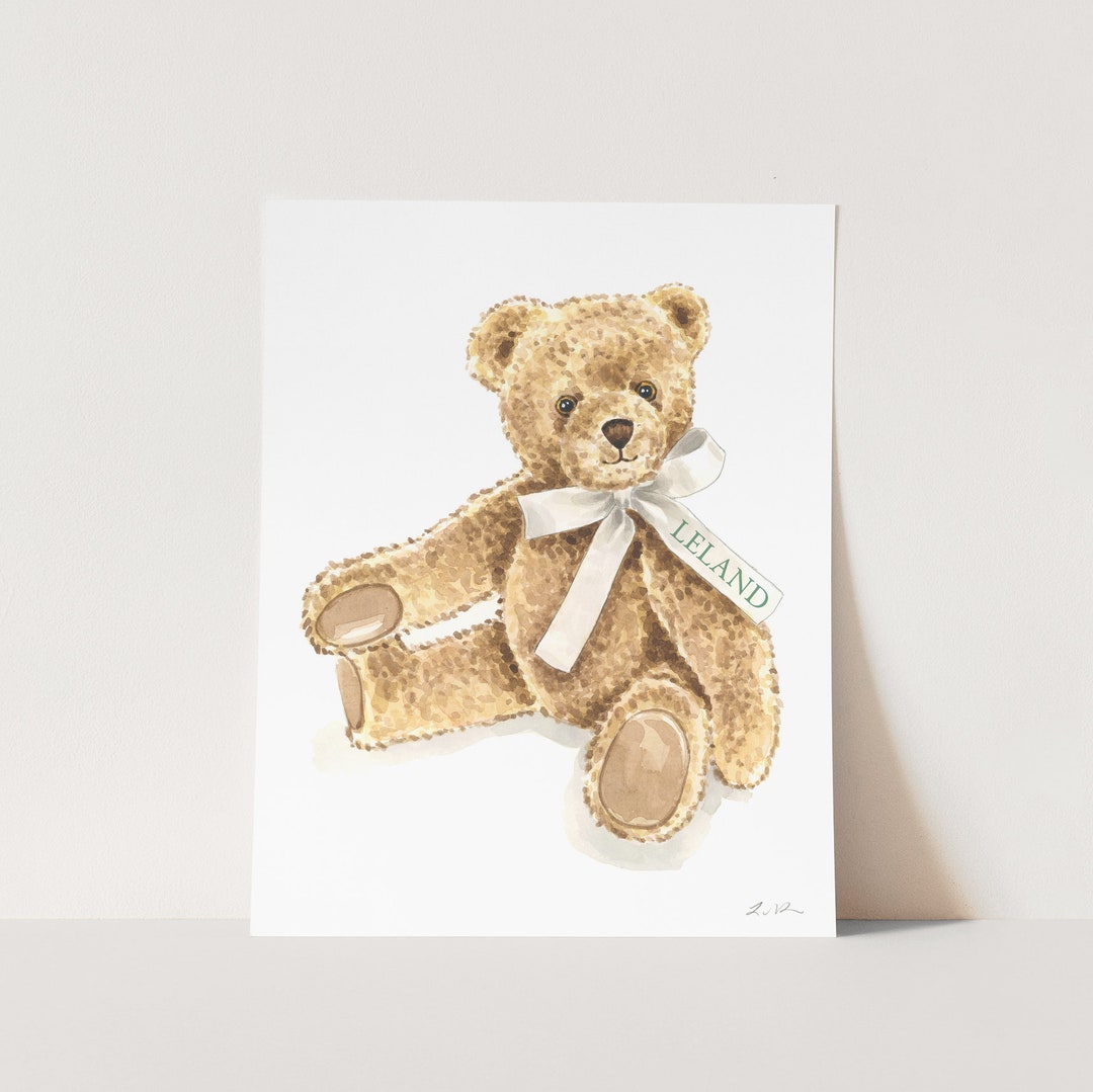 Custom Teddy Bear Art Print No. 2, Personalized Nursery Artwork, New ...