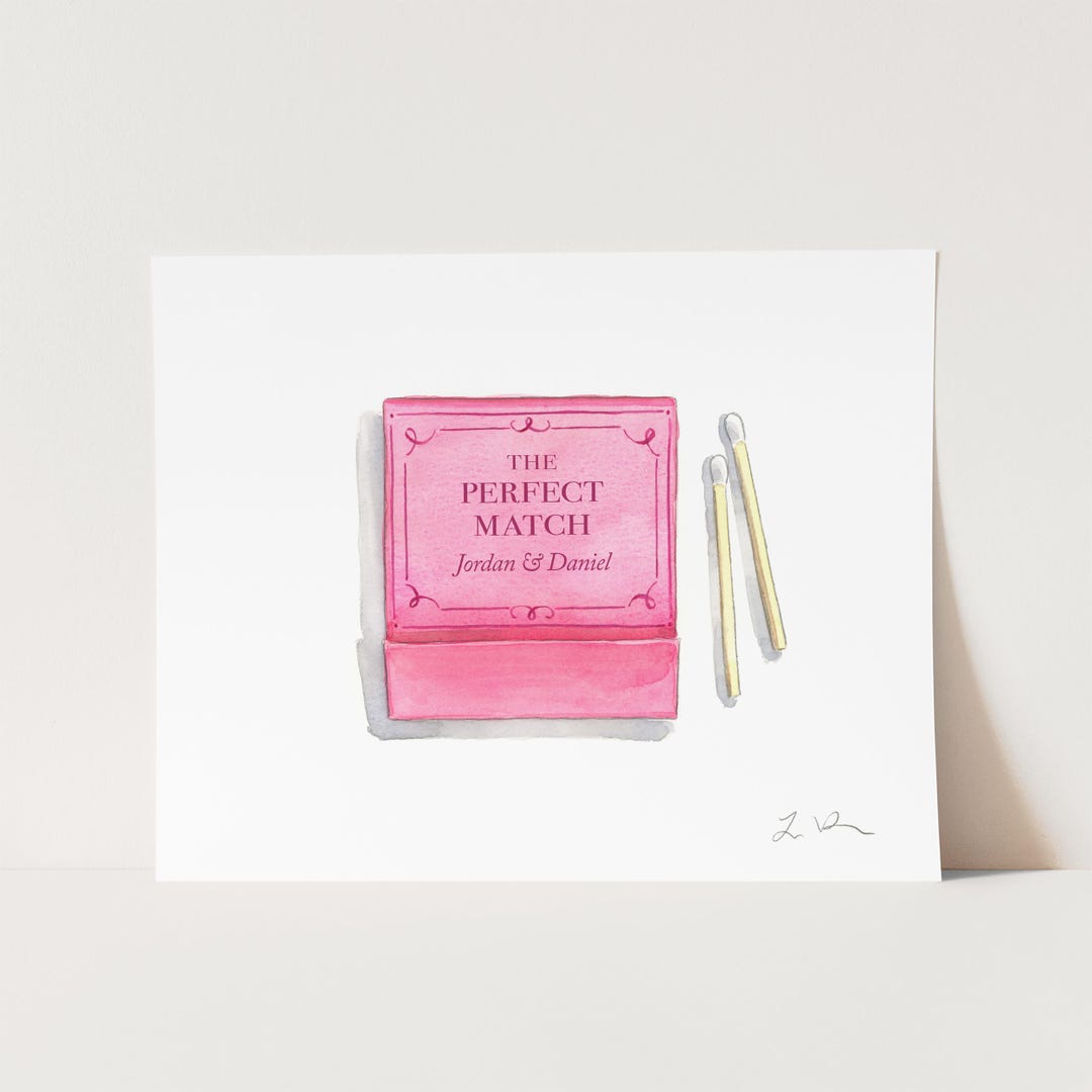 The Perfect Match Art Print, Custom Book of Matches Decor, Personalized ...