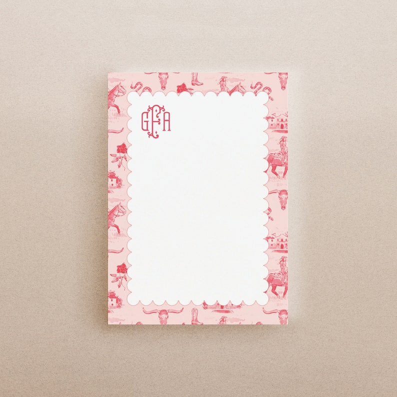 Vintage Pink Cowgirl Toile Notepad Western Preppy Note Pad - Etsy