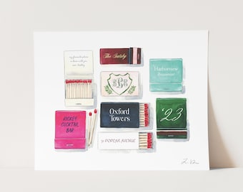 Custom Restaurant Matchbooks Art Print, Romantic Couples Gift ...
