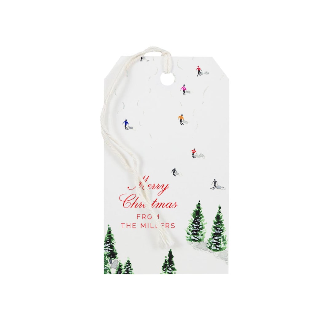 Custom Gift Tags Winter Ski Scene - Holiday Prep Gifting Personalized ...