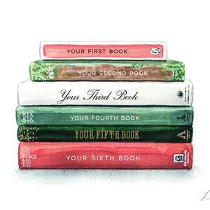 Personalized Art Print Custom Book Stack No. 7 - Favorite Books Art ...