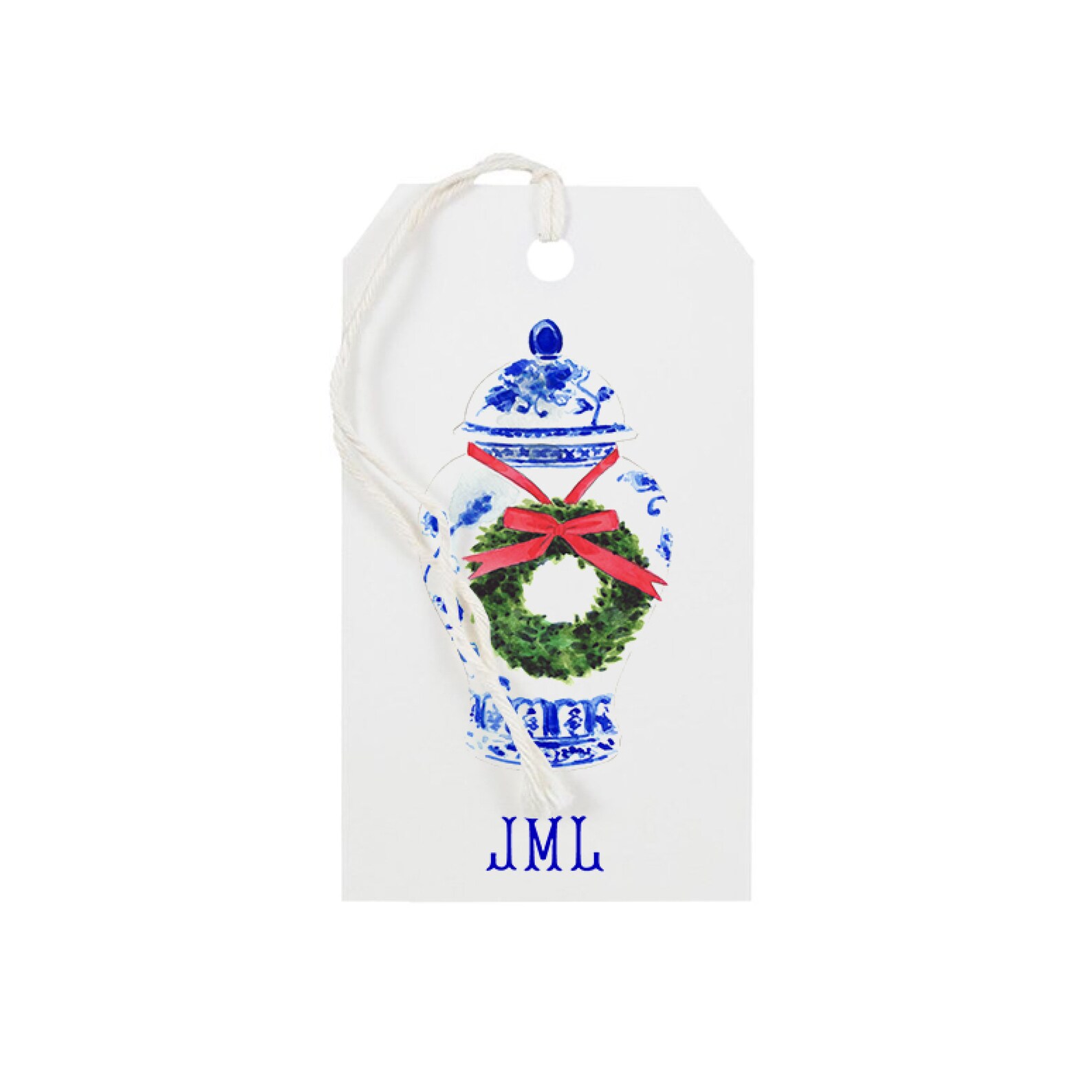Custom Gift Tags Ginger Jar and Wreath Chinoiserie Blue - Etsy