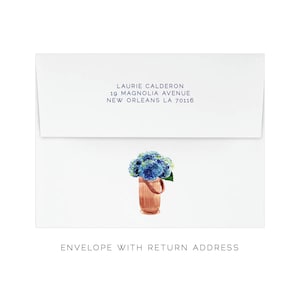 Personalized Stationery - Blue Hydrangeas in Nantucket Basket - Preppy ...