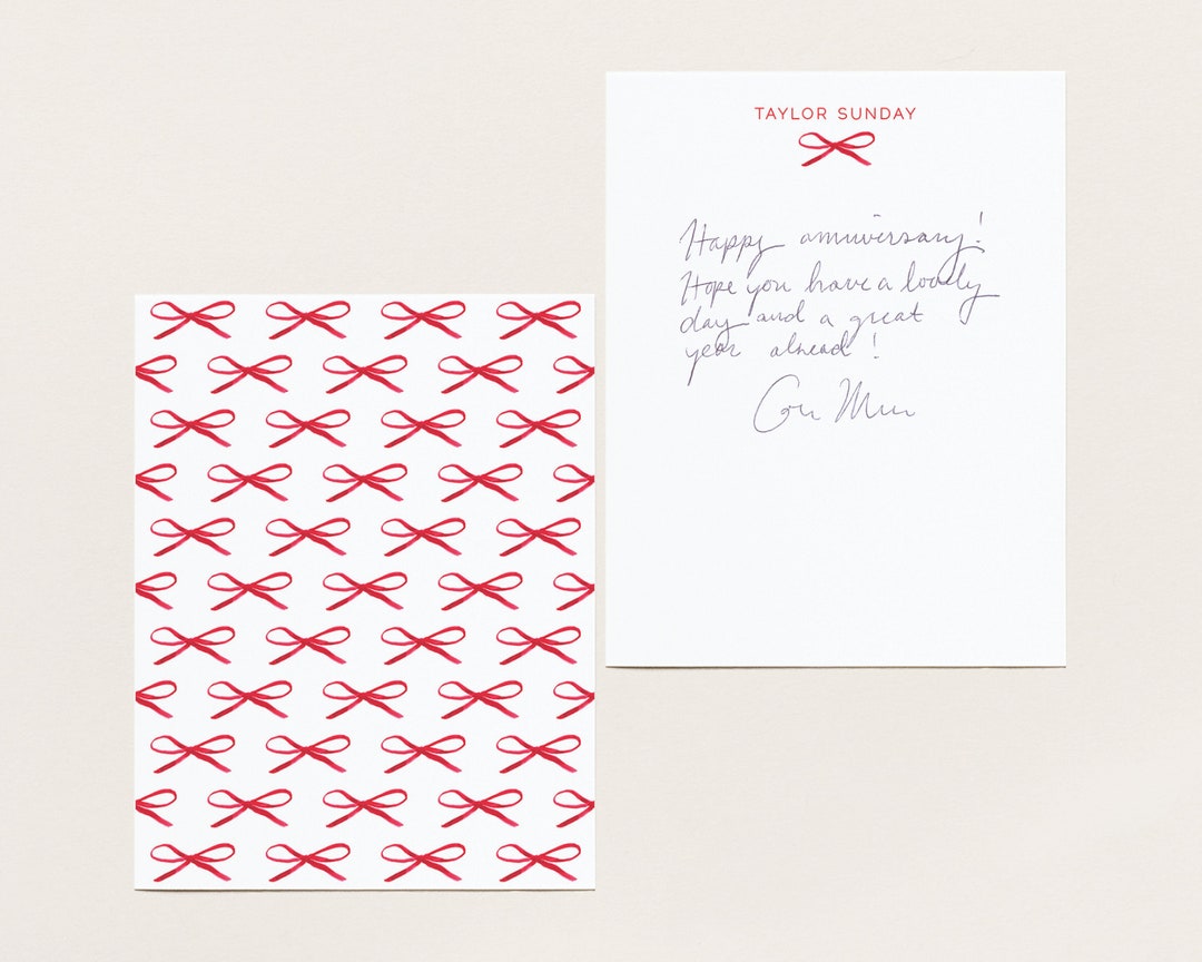 Personalized Stationery - Red Ribbon Bows Pattern - Customized ...