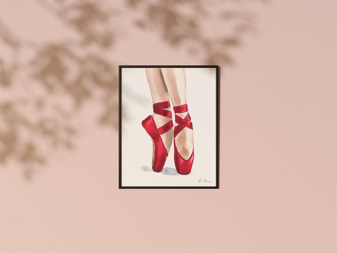 Red Pointe Shoes Art Print Red Shoes Art Ballet Slippers - Etsy