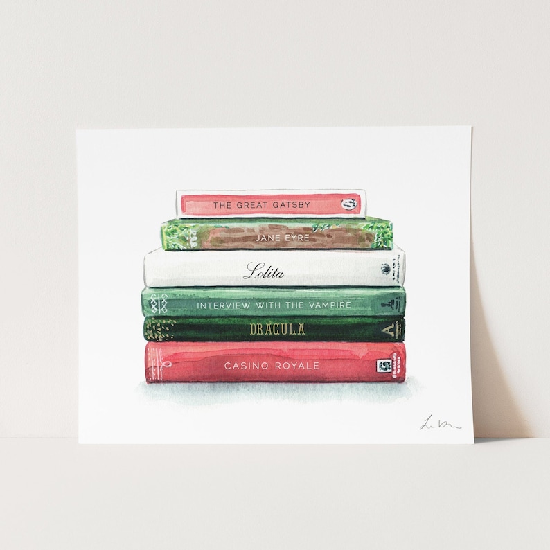 Personalized Art Print Custom Book Stack No. 7 Favorite - Etsy