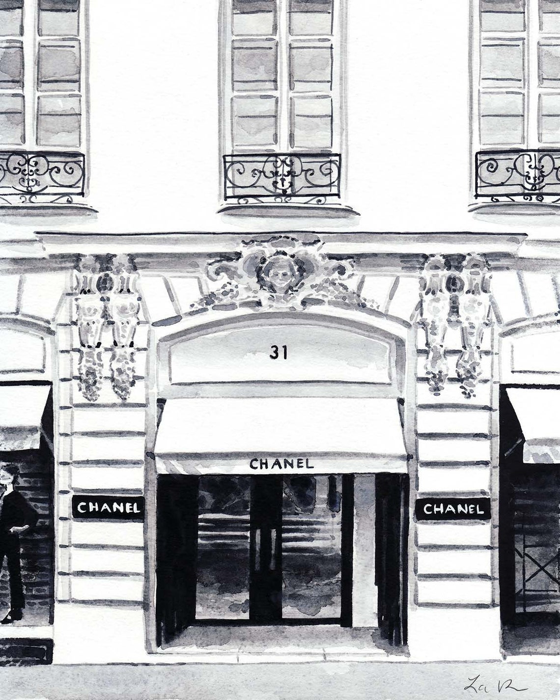 ART PRINT Chanel 31 Rue Cambon Boutique Paris Watercolor | Etsy