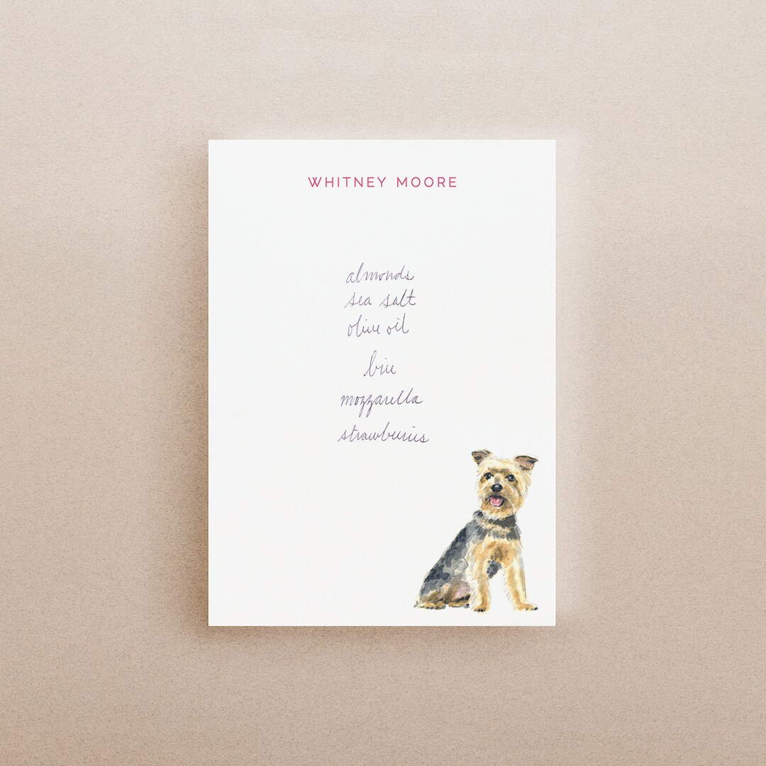Yorkie Dog Notepad, Family Dog Stationery Set, Custom Yorkshire Terrier ...