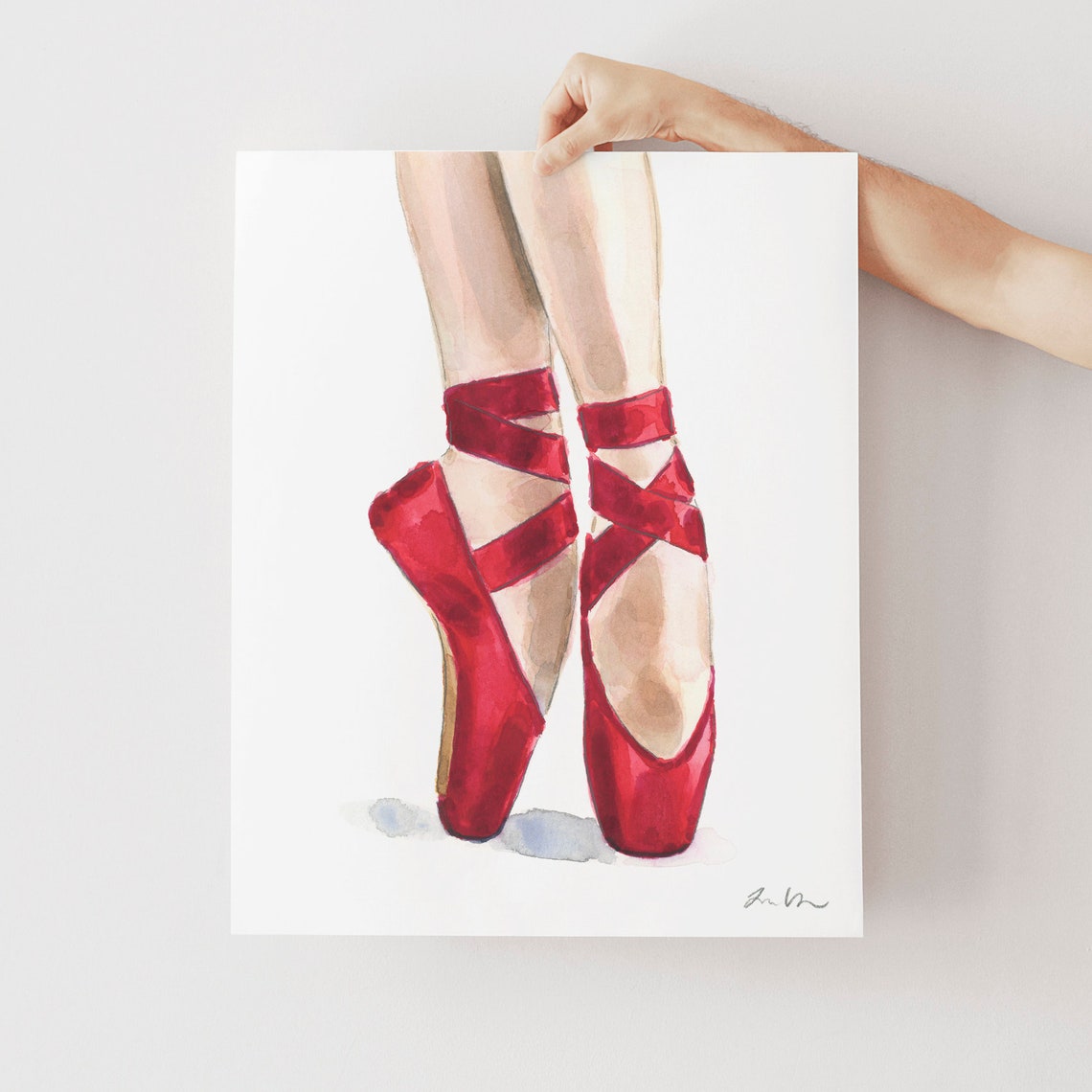 Red Pointe Shoes Art Print Red Shoes Art Ballet Slippers - Etsy