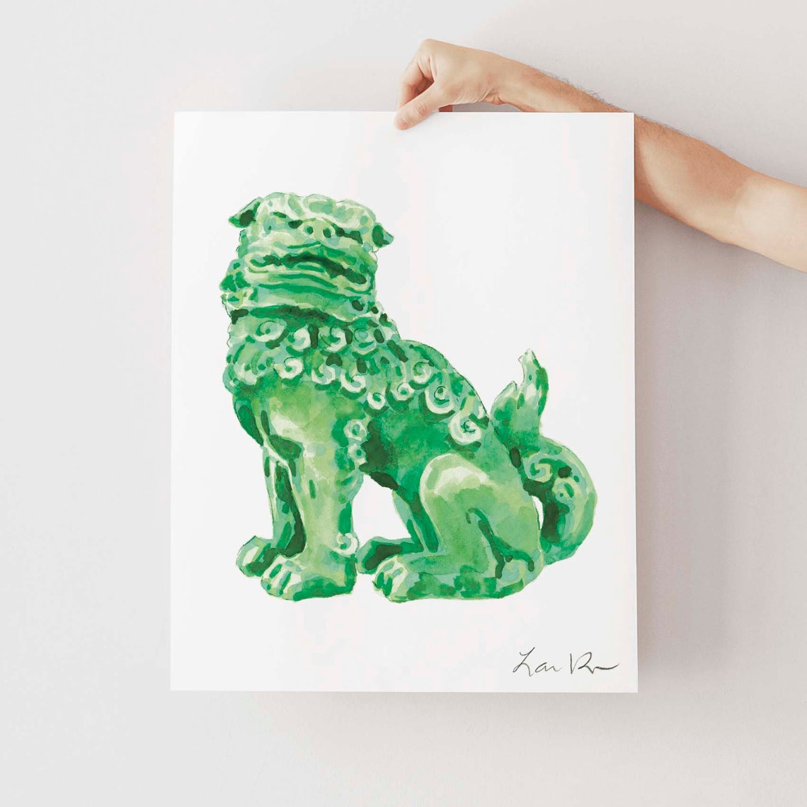 Art Print Green Foo Dog No. 2 Chinoiserie Chic Asian Chinese - Etsy