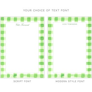 Personalized Notepad Green Gingham Pattern - Your Name or Message ...