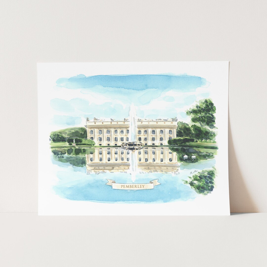 Pride and Prejudice Pemberley Art Print - Jane Austen Gift, Book Wall ...