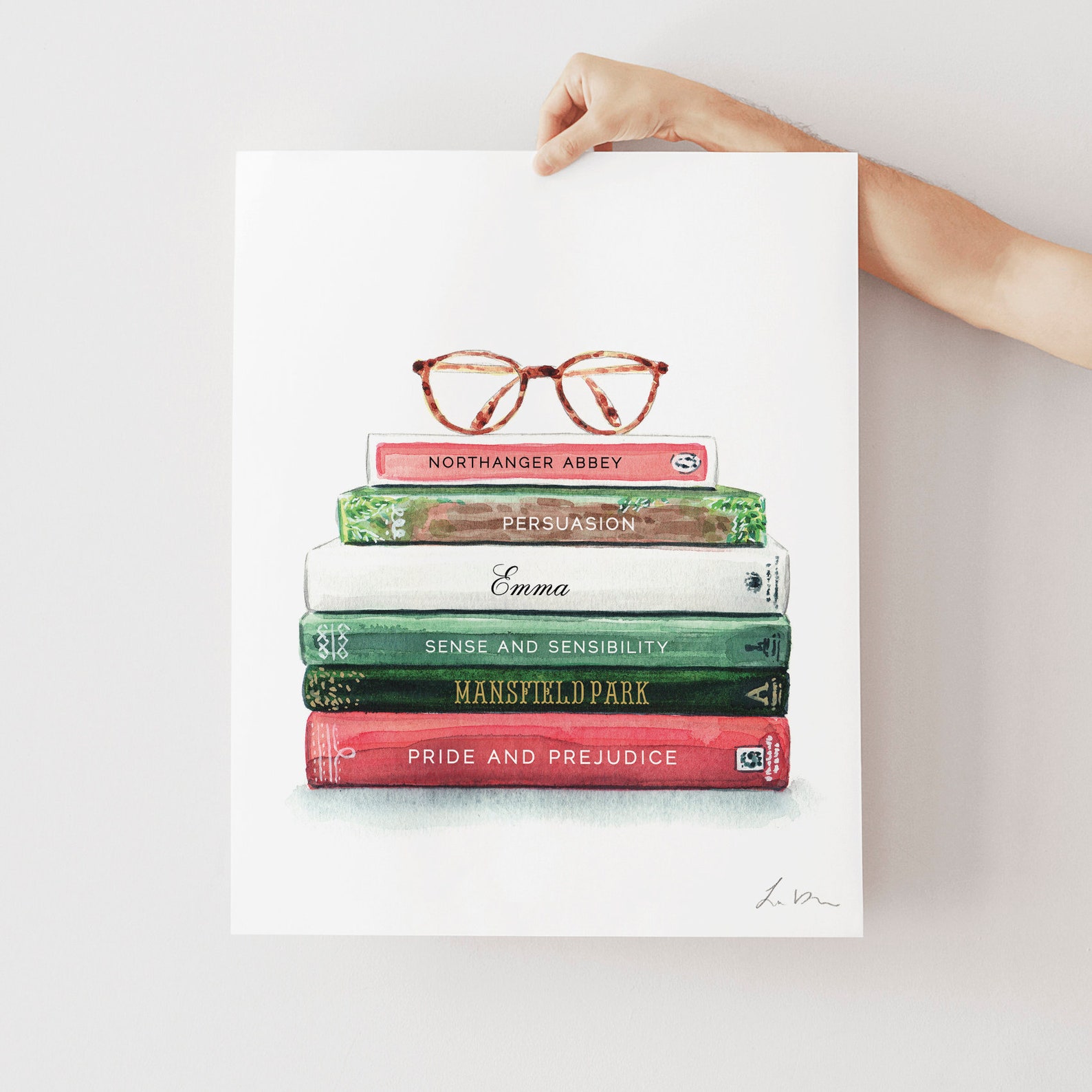 Custom Book Stack Watercolor Art Print Favorite Books Art - Etsy