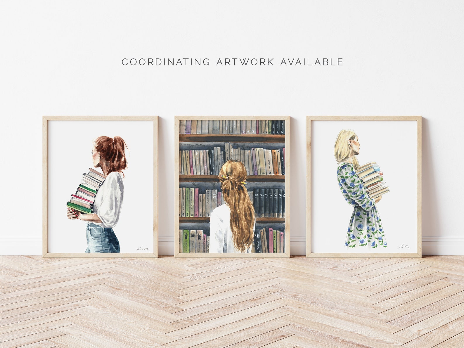 Personalized Art Print Reading Girl Figural Art Library Art Book Lover ...