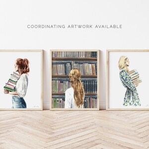 Personalized Art Print Reading Girl - Figural Art - Library Art - Book ...