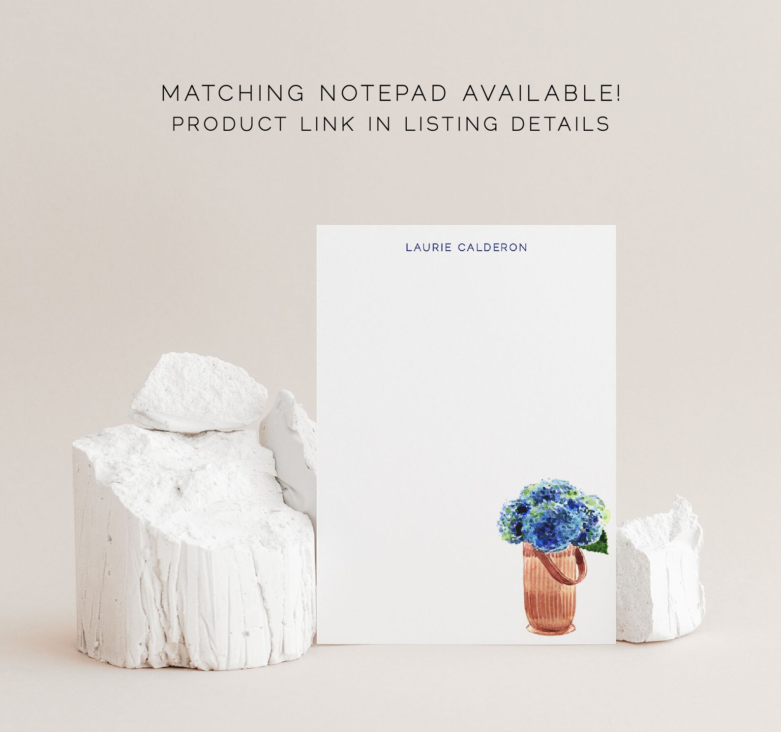 Personalized Stationery Blue Hydrangeas in Nantucket Basket Preppy Note ...