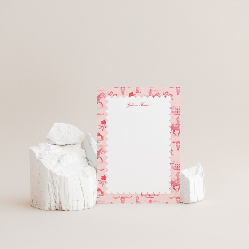 Vintage Pink Cowgirl Toile Notepad Western Preppy Note Pad - Etsy