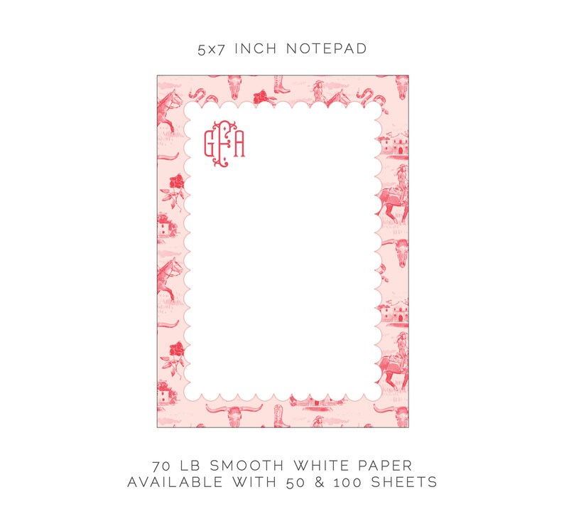 Vintage Pink Cowgirl Toile Notepad Western Preppy Note Pad - Etsy