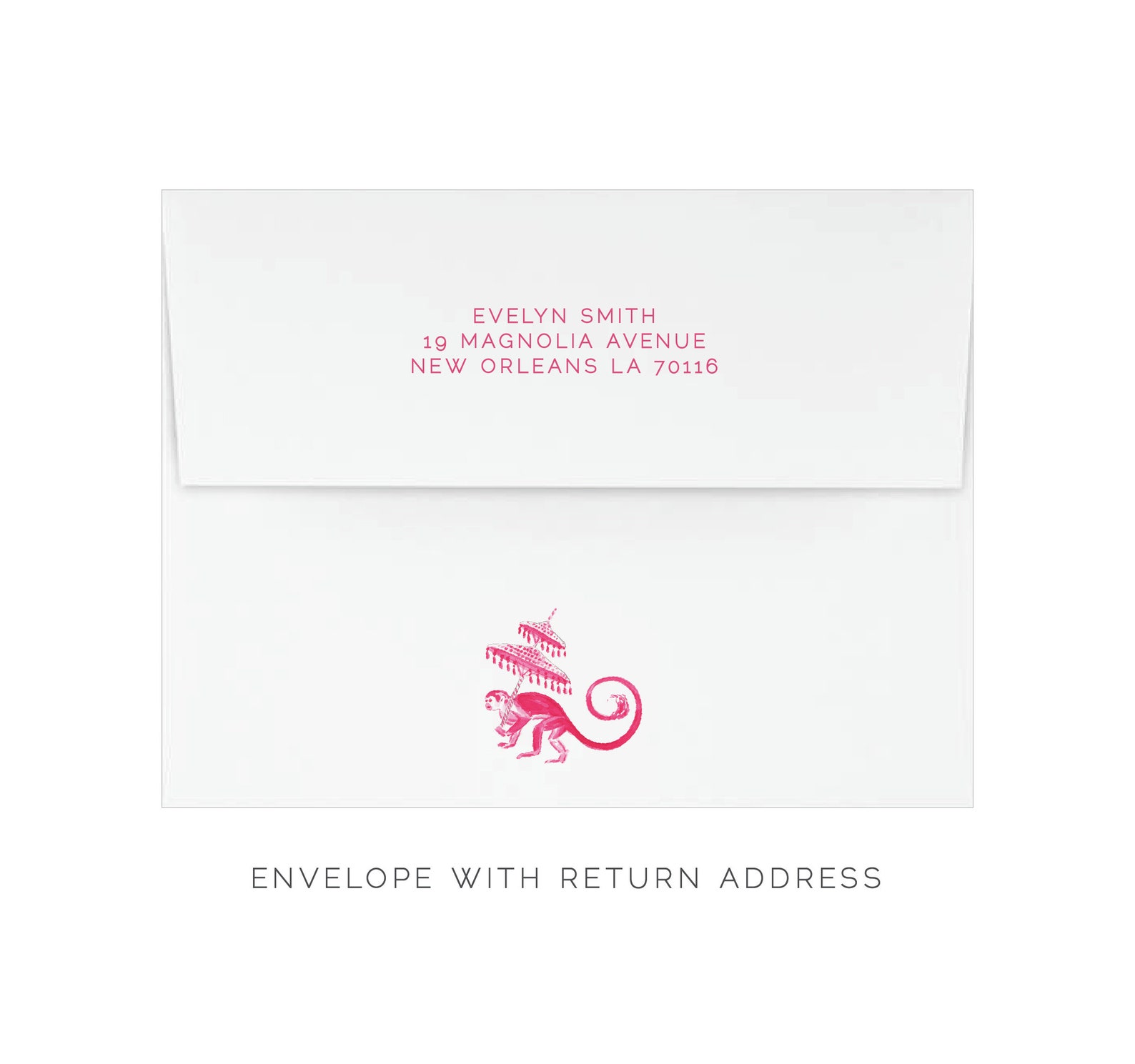 Pink Chinoiserie Monkey Custom Stationery Monogram Notecards - Etsy