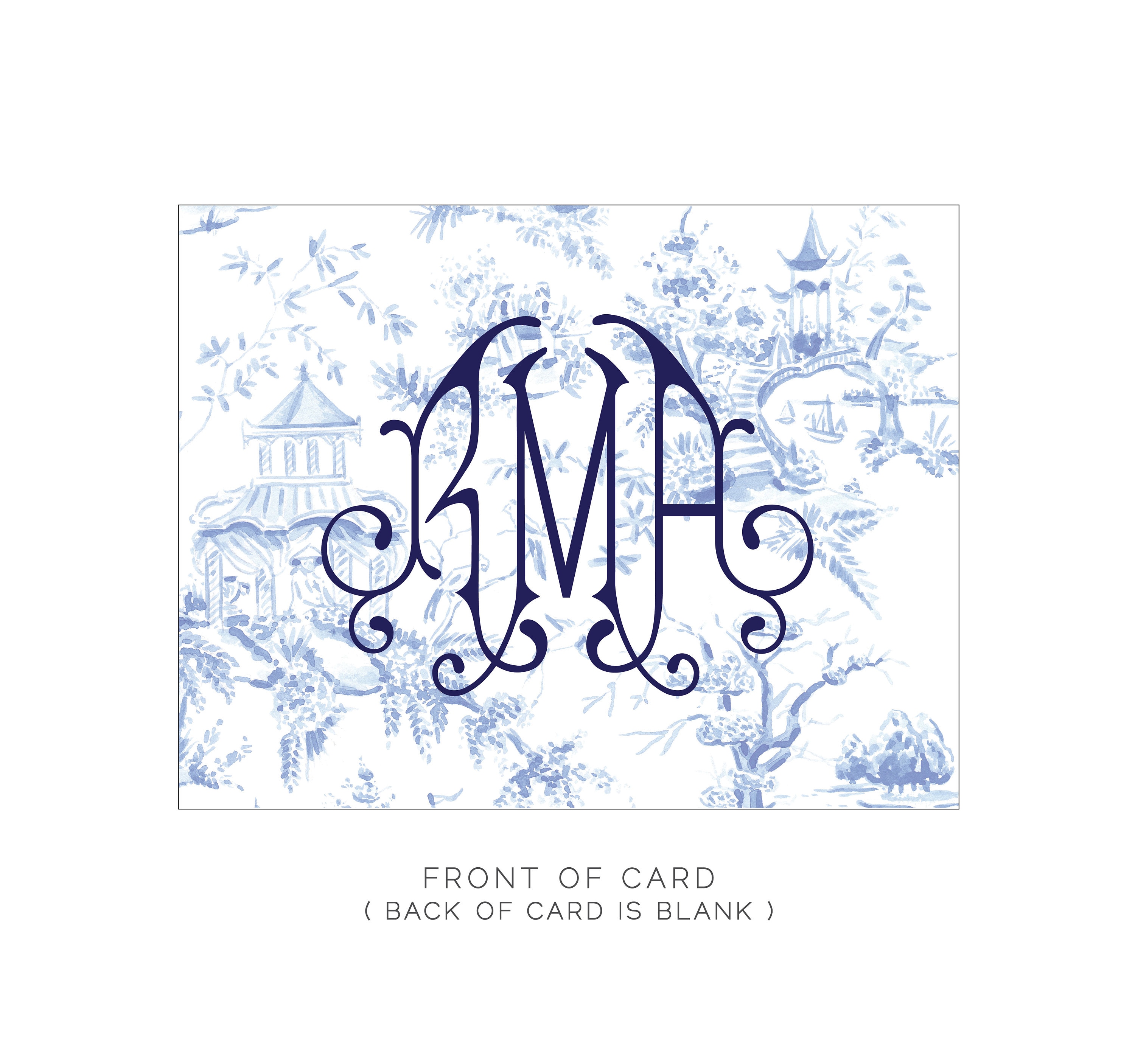 Personalized Stationery Ornate Monogram on Blue Chinoiserie | Etsy