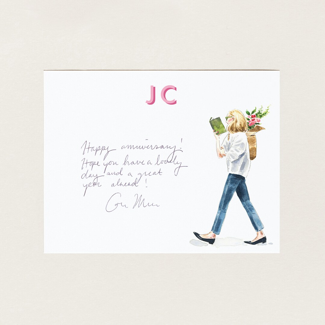 Reading Girl Notecards, Library Book Lover Stationery, Custom Librarian ...