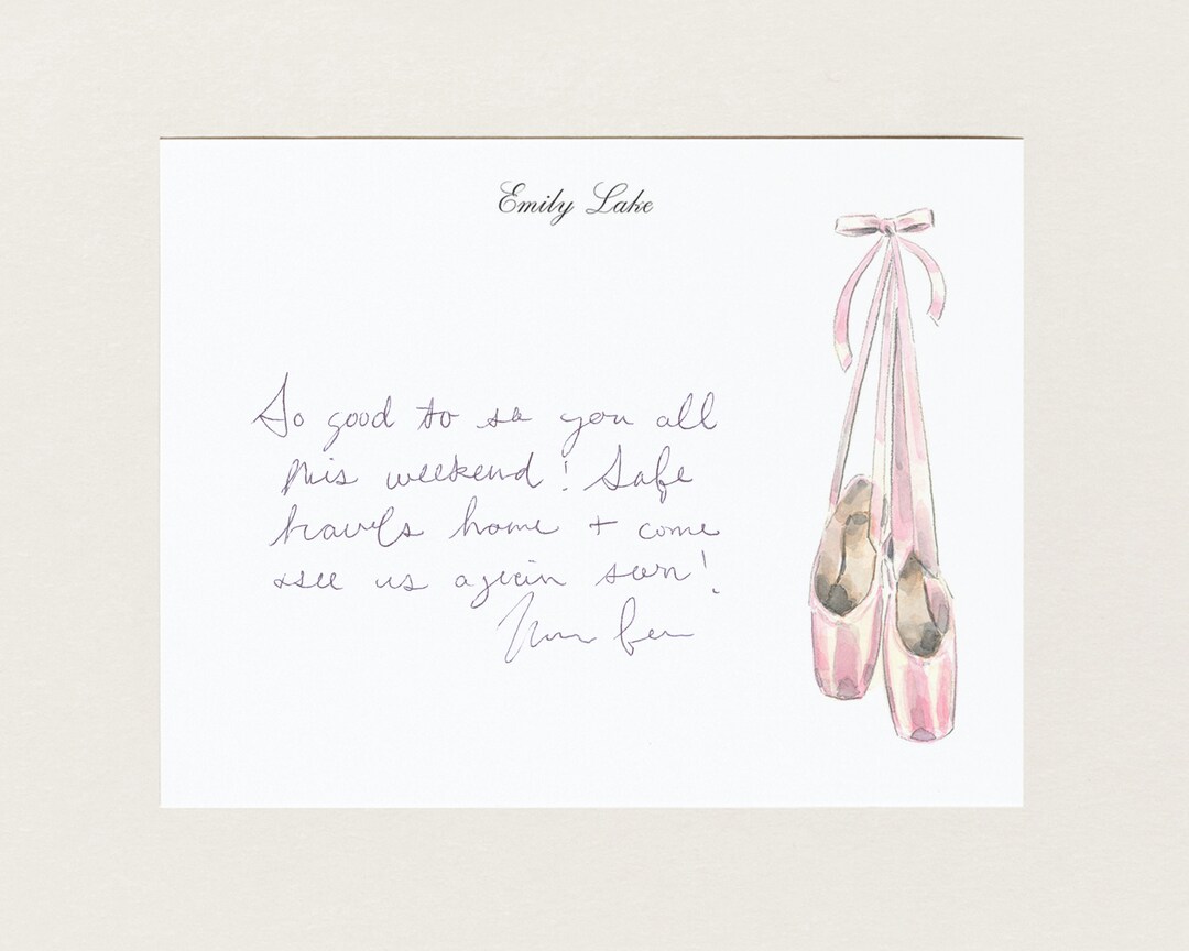 Ballet Inspired Stationery, Custom Pink Ballet Slippers Notecards ...
