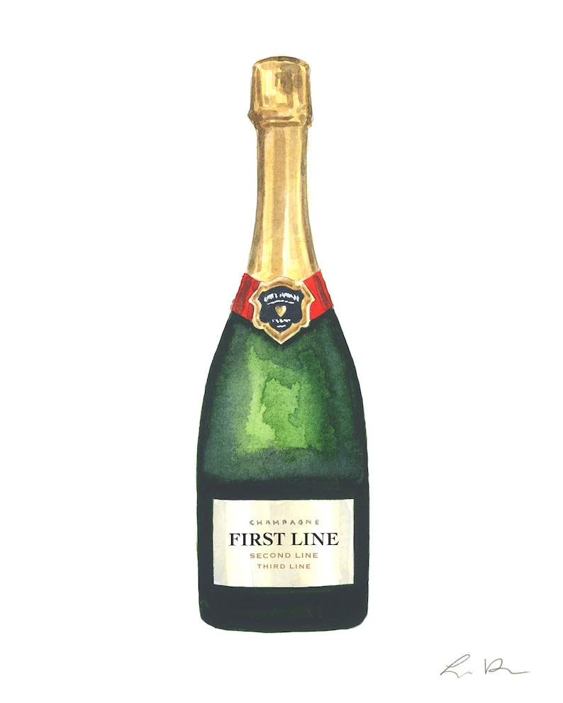 Personalized Art Print Champagne Bottle No. 3 Paper - Etsy