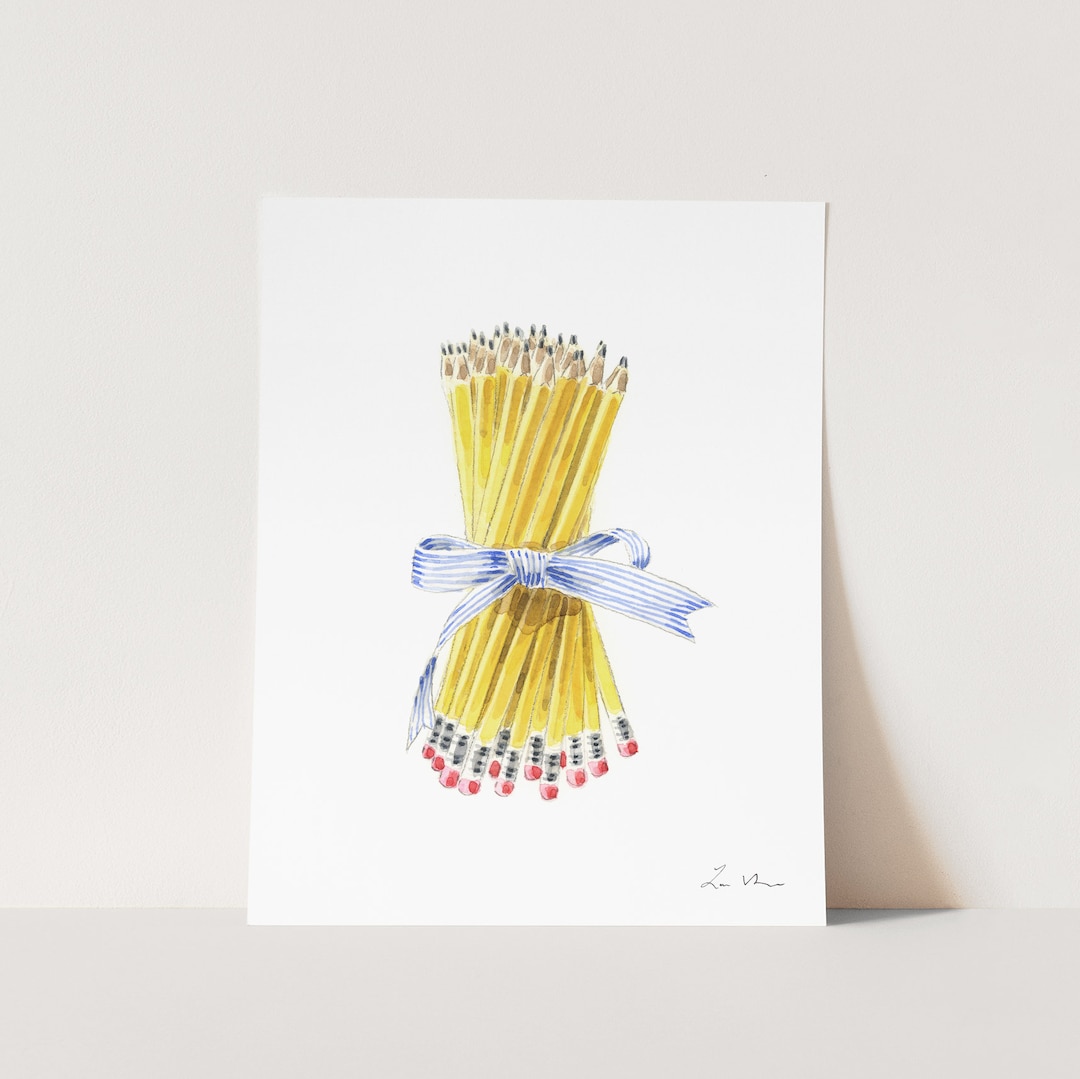 Pencil Bouquet Art Print, School Teacher Appreciation Gift, Writer ...
