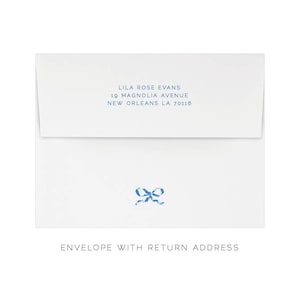 Blue Grandmillennial Note Cards, Personalized Floral Preppy Stationery ...