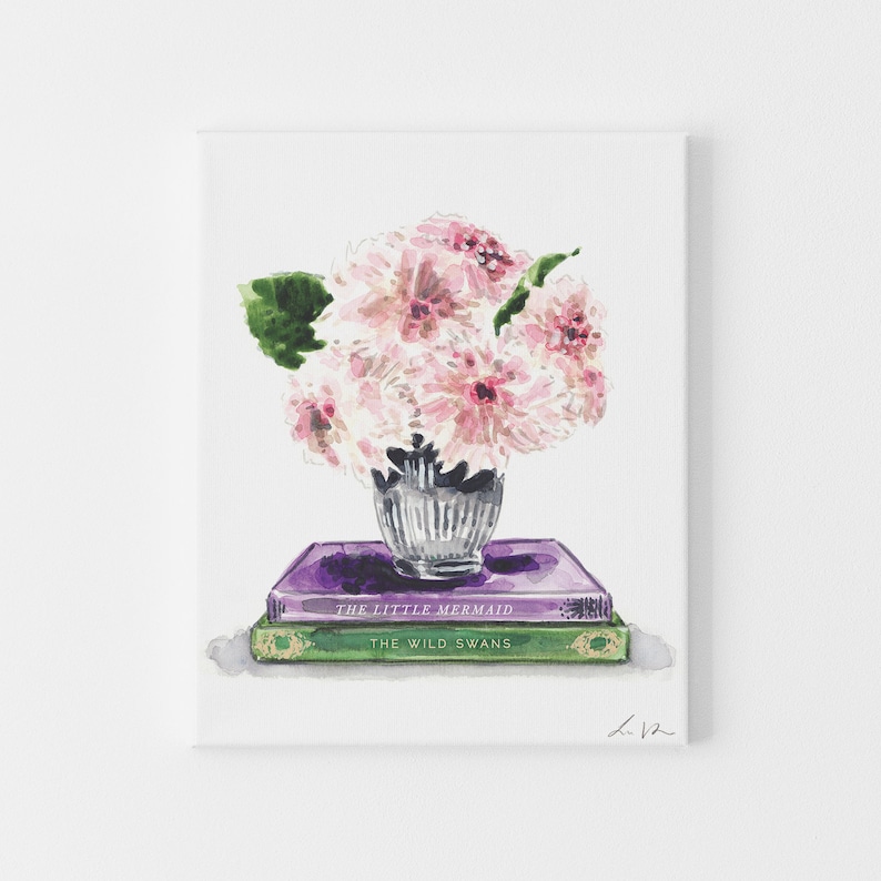 Personalized Art Print Your Favorite Books No. 3 - Pink Flower Bouquet ...