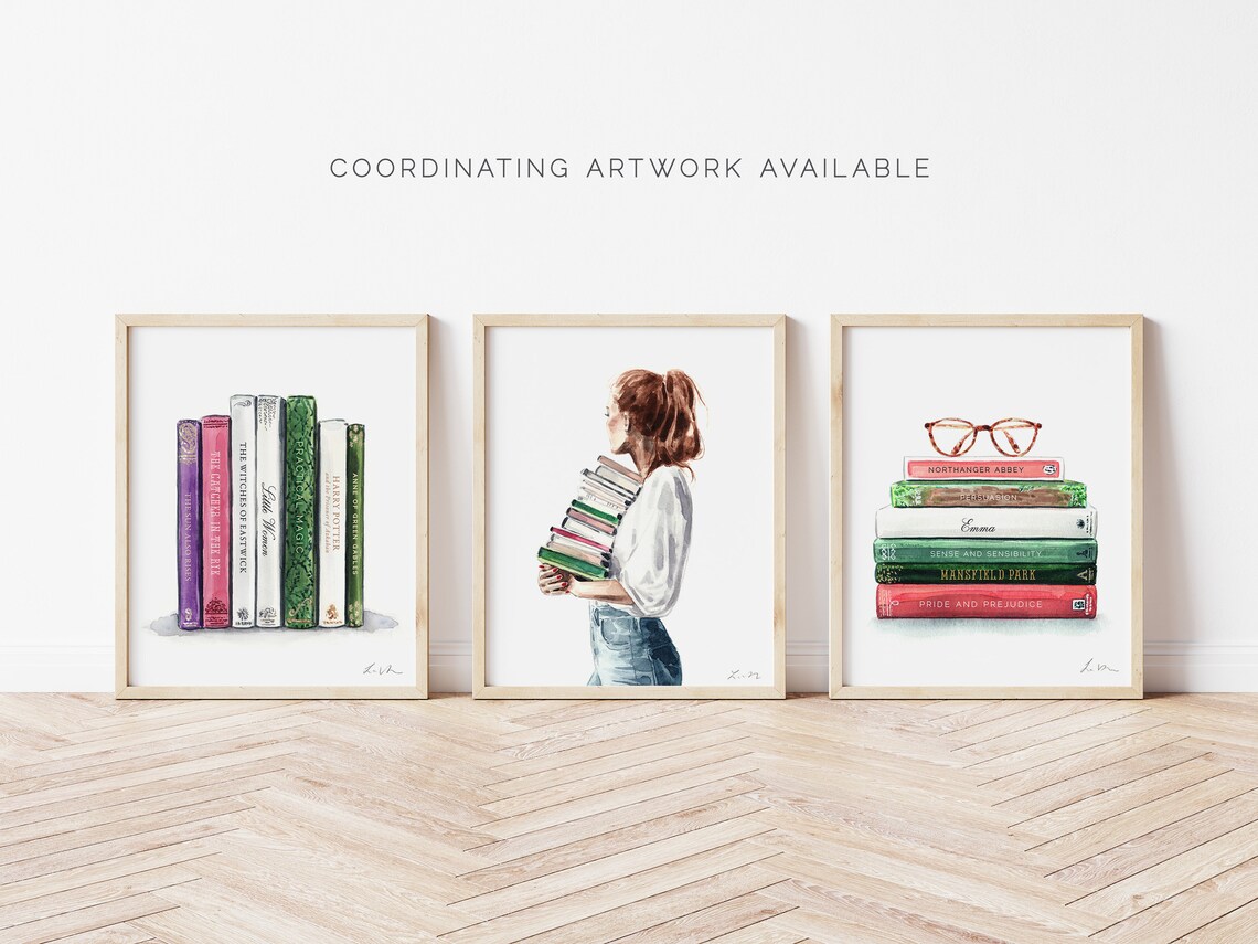 Art Print Library Girl Book Art Print Book Print Book Wall - Etsy