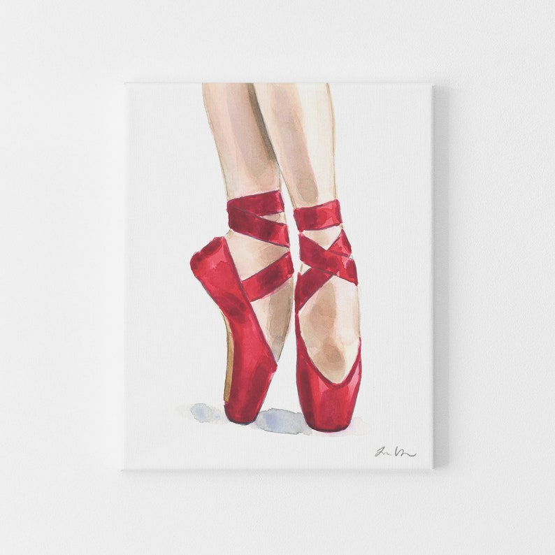 Red Pointe Shoes Art Print Red Shoes Art Ballet Slippers - Etsy