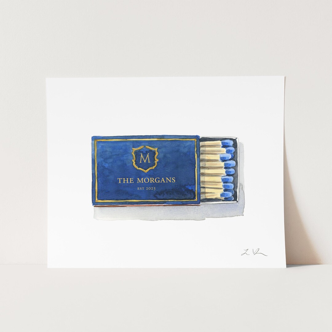 Custom Blue Matchbook Art Print, the Perfect Match Decor, Personalized ...