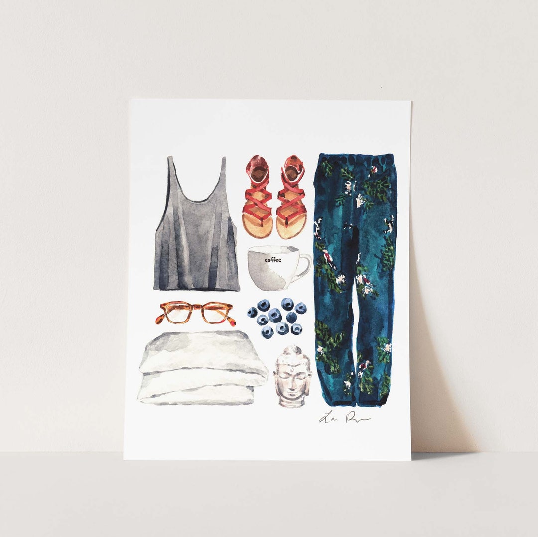 Summer Saturday Morning Art Print, Fashion Watercolor, Casual Fashion ...