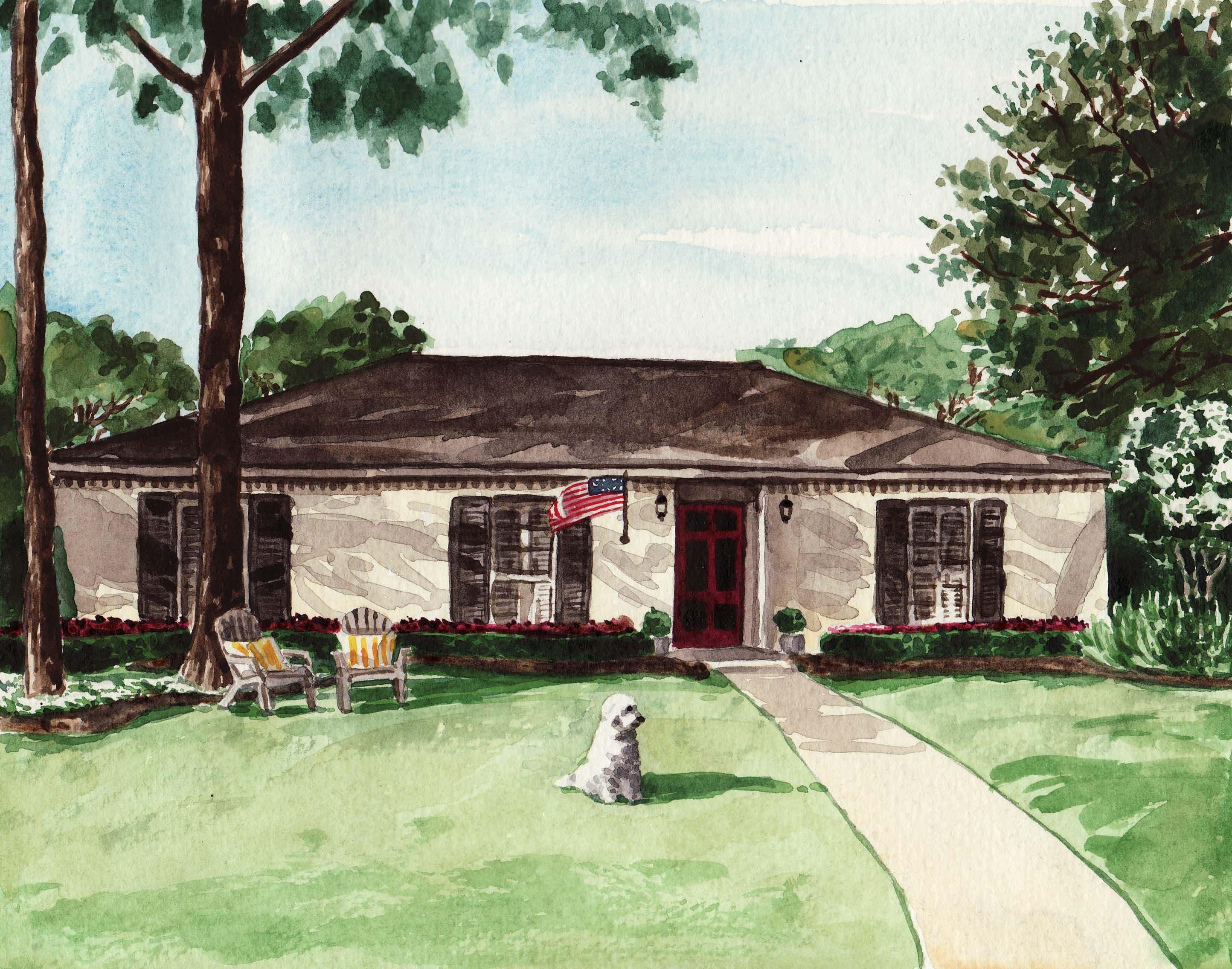 Custom Painting House Portrait Personalized Home Watercolor Art ...
