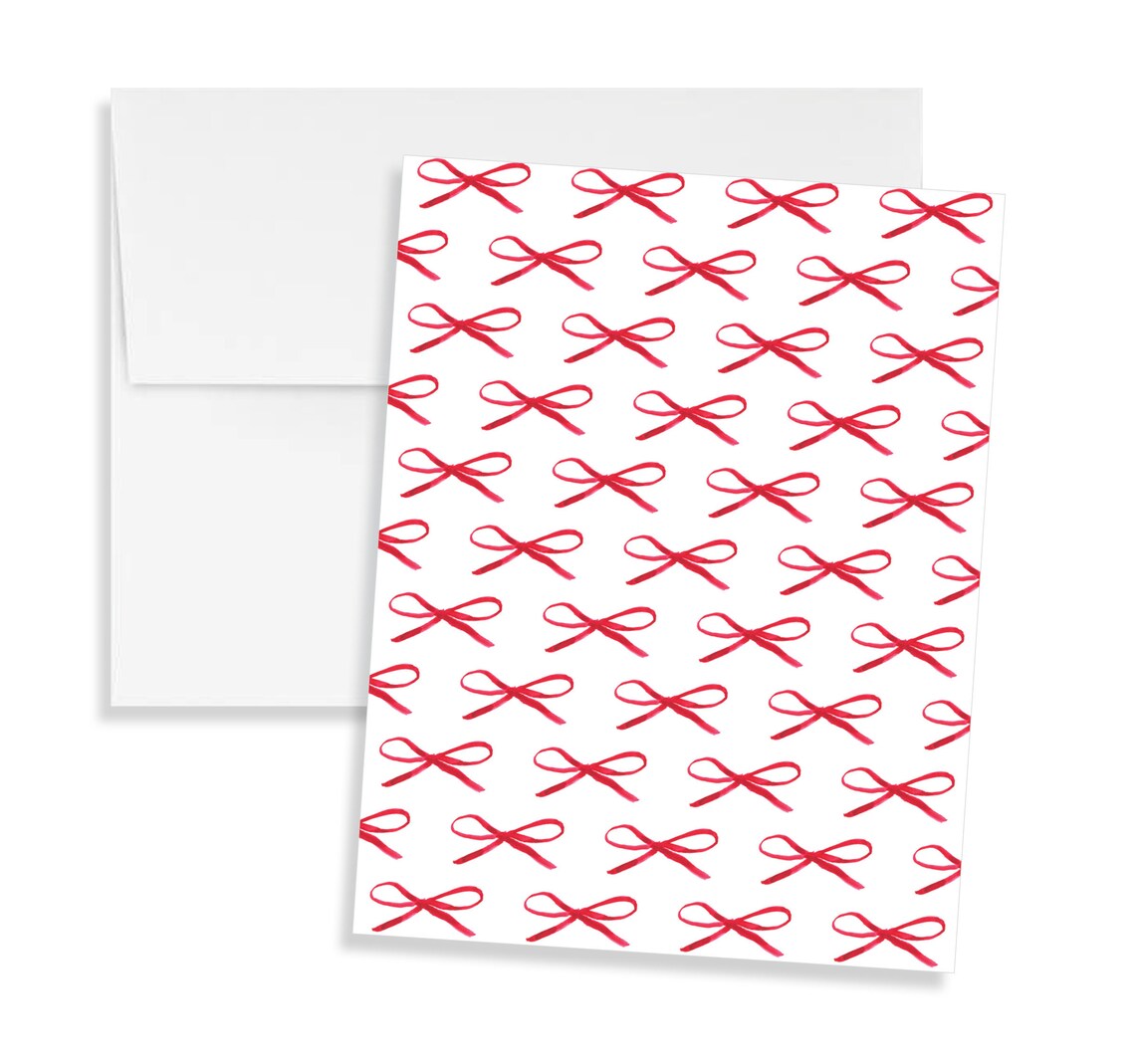 Personalized Stationery Red Ribbon Bows Pattern Customized | Etsy