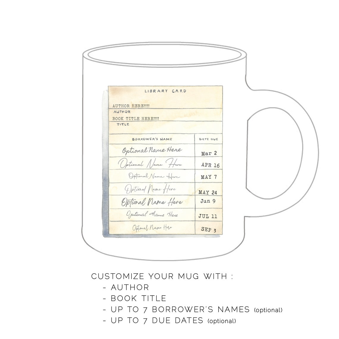Personalized Mug - Library Card : Your Favorite Book - Custom Coffee ...