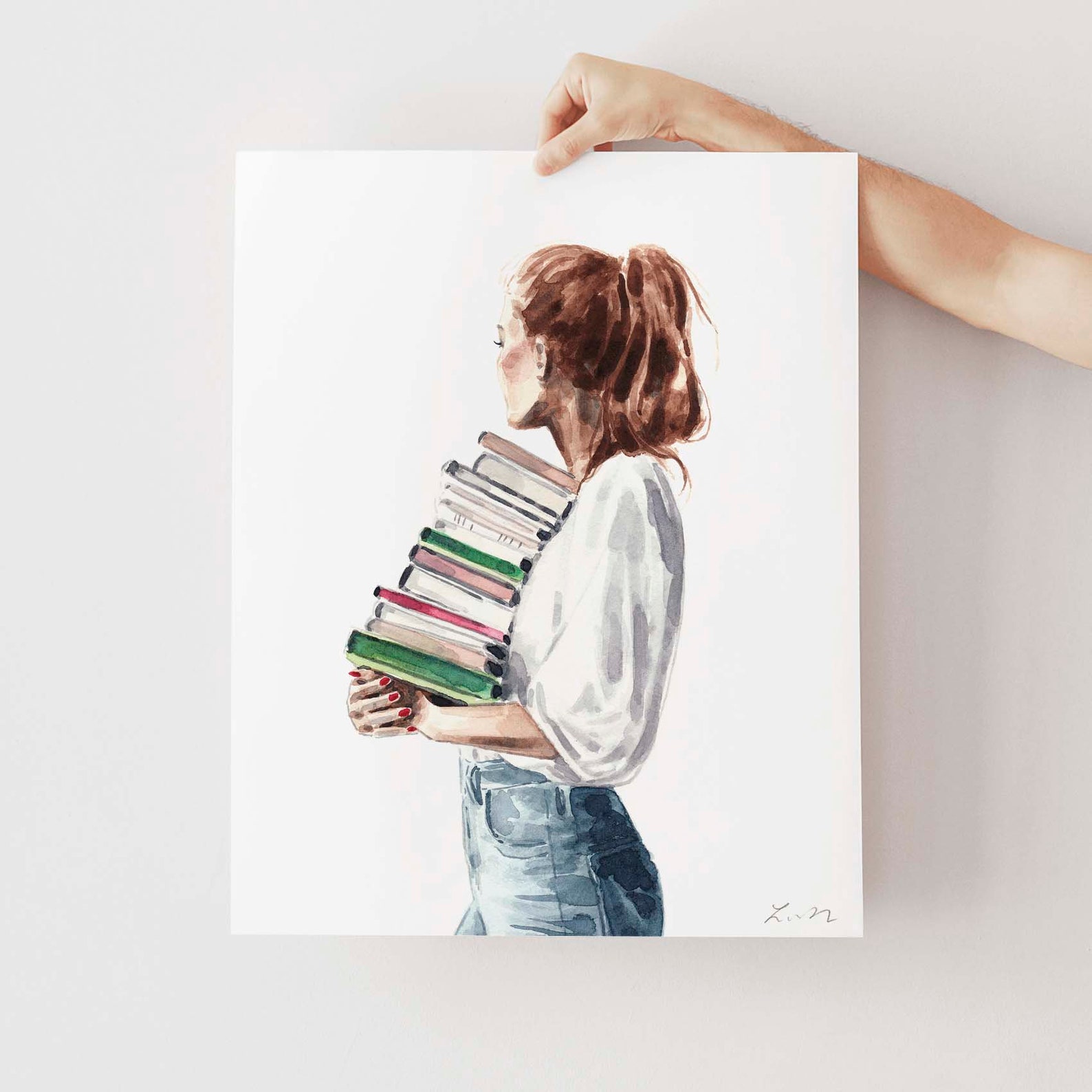 Art Print Library Girl Book Art Print Book Print Book Wall - Etsy