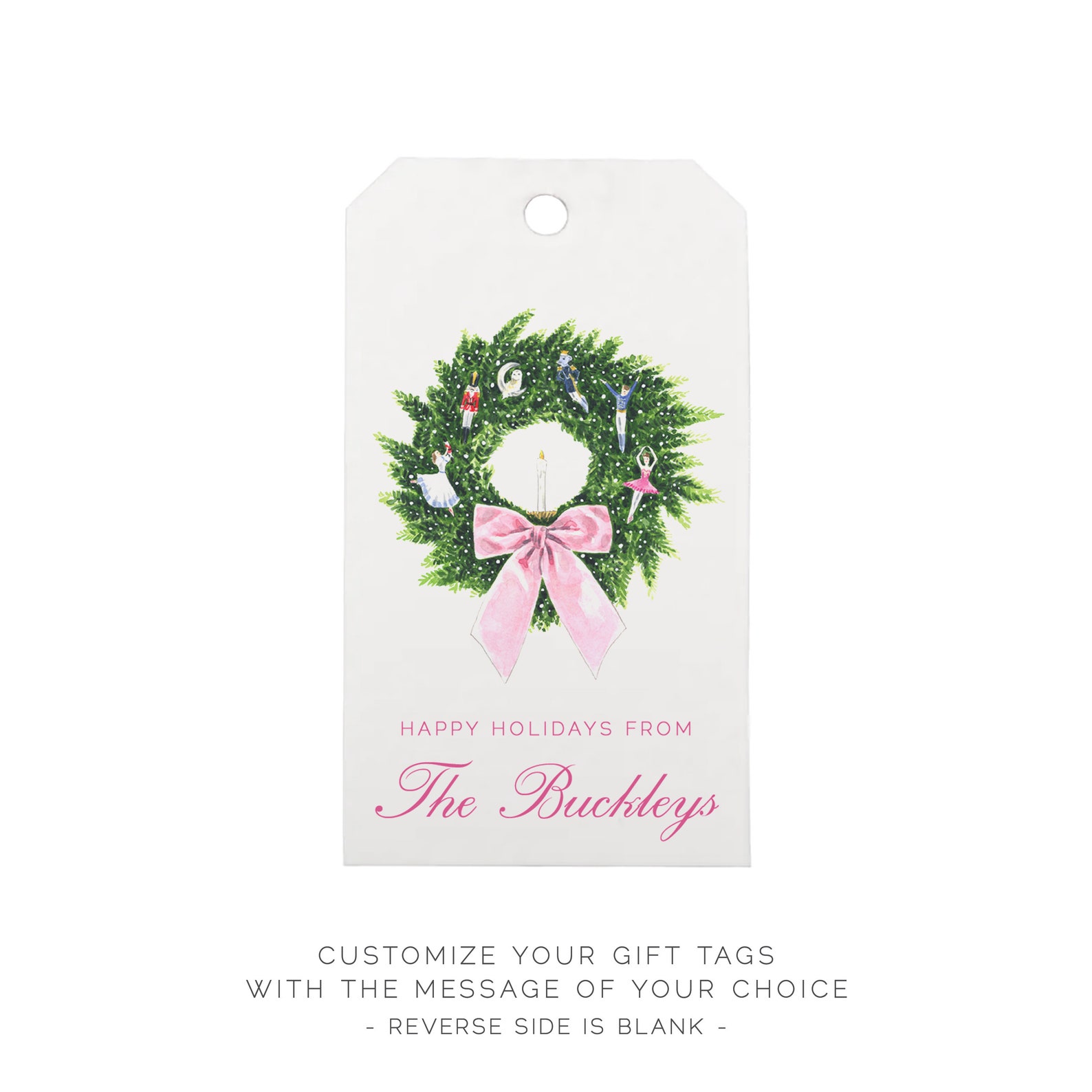 Nutcracker Wreath Custom Gift Tags, Classic Christmas Wreath Gift Tags ...