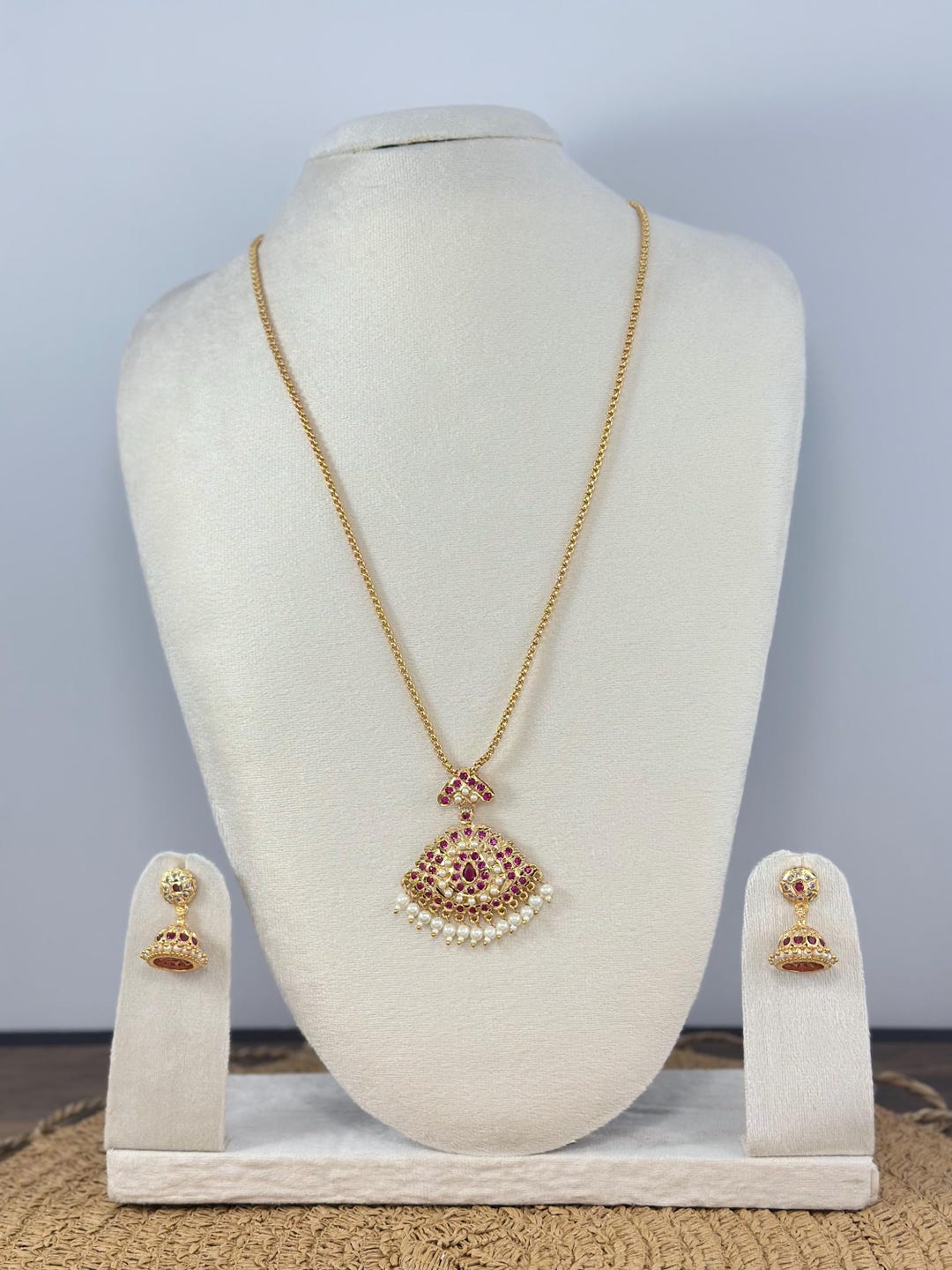 South Indian Bridal Pathakkam Chain | Impon Gold Look Jewelry - Etsy