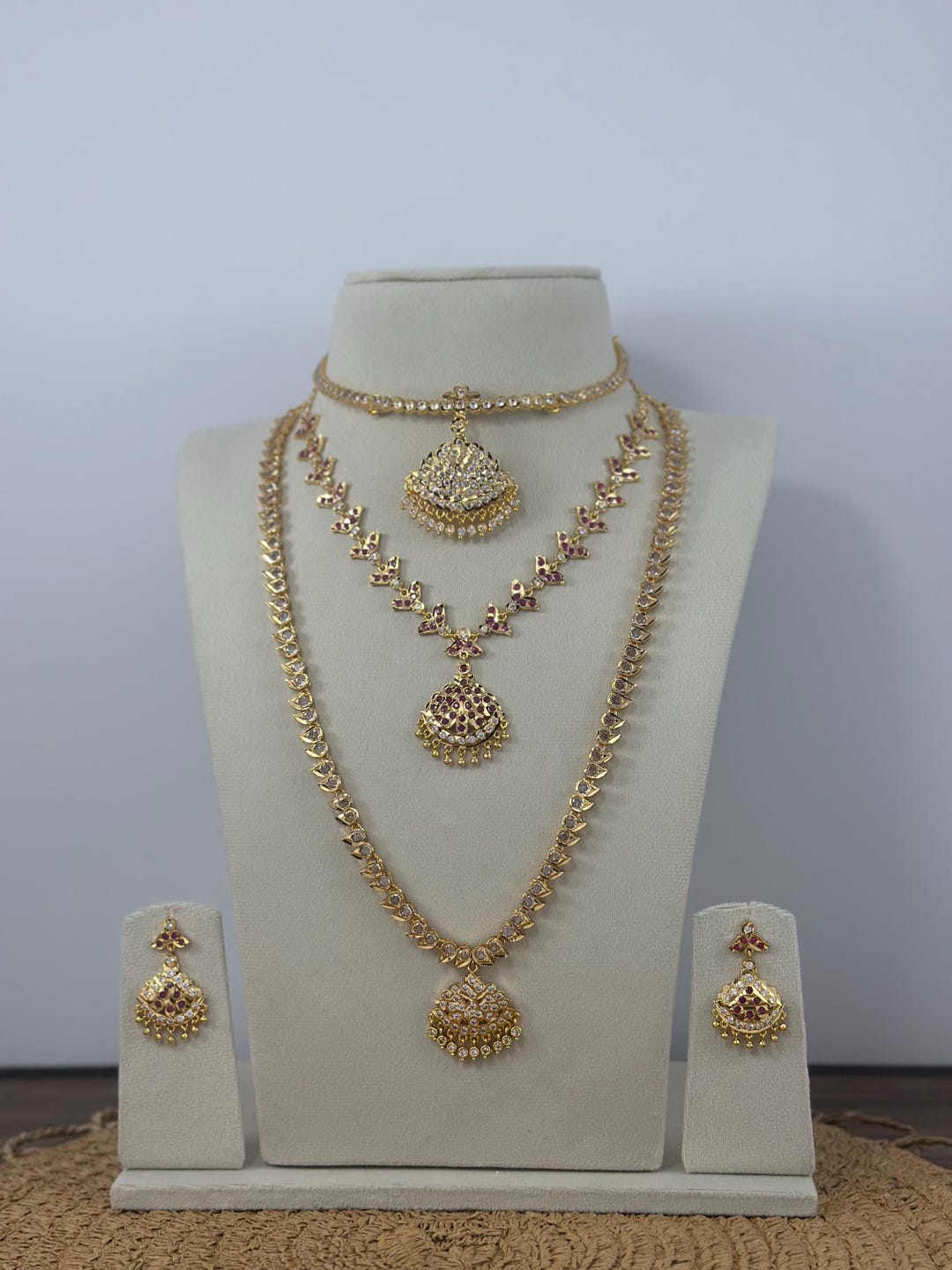 Impon Aaram and Attigai Set | Antique Gold South Indian Bridal Set - Etsy