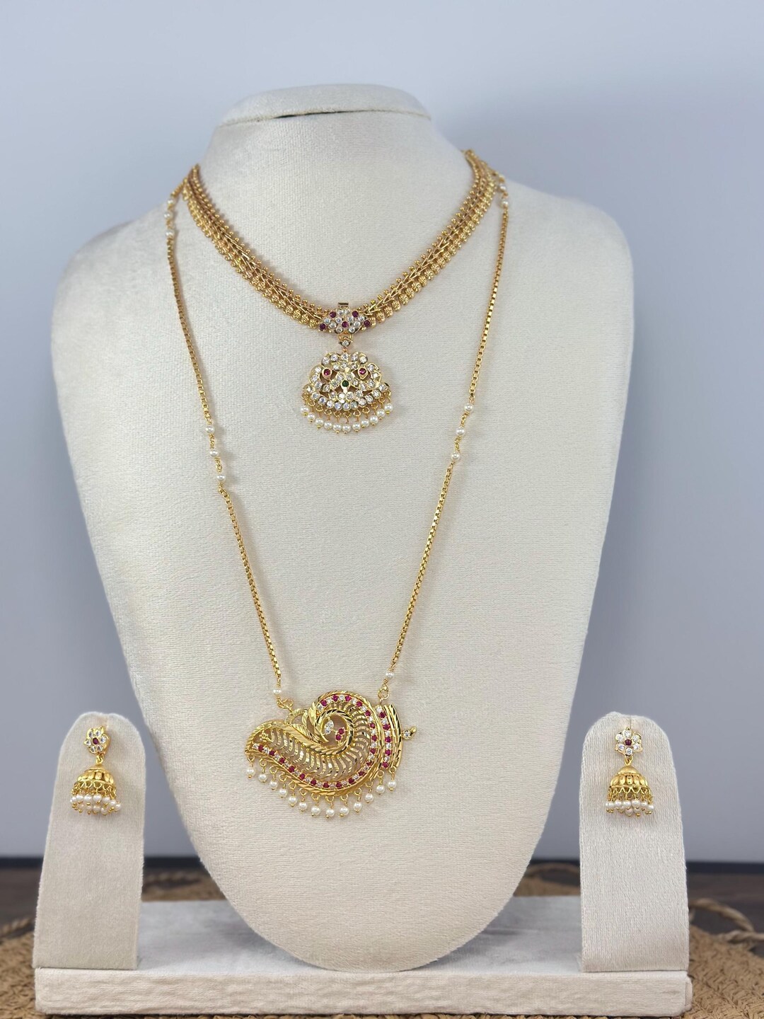 South Indian Bridal Set | Impon Pathakkam Attigai Jewelry Set | Temple ...