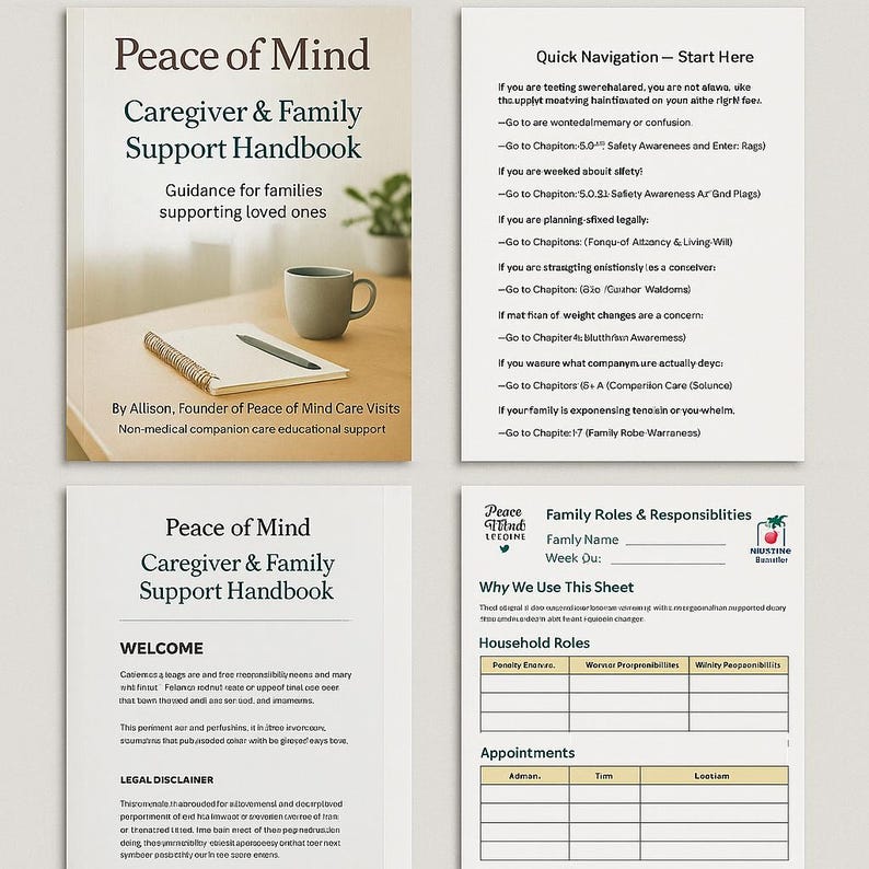 Caregiver Support Handbook Bundle | Family Care Guide + Roles Worksheet ...