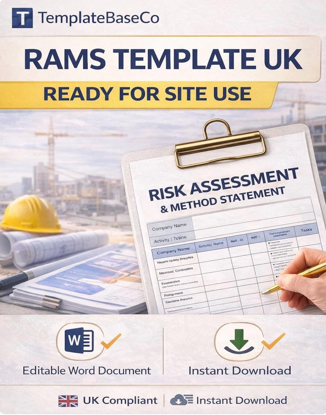 RAMS Template | Risk Assessment & Method Statement | Editable Word ...