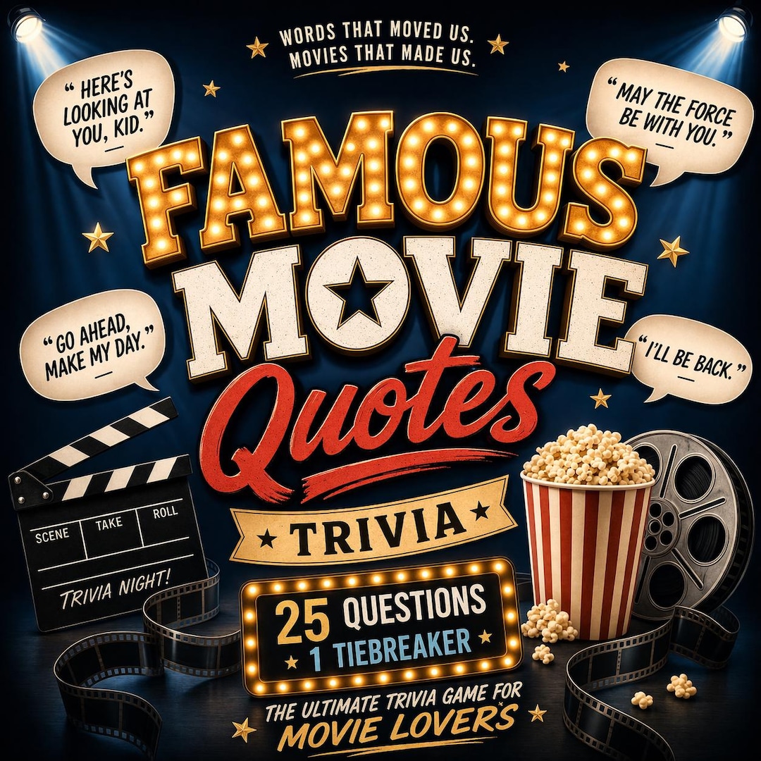 Famous Movie Quotes Trivia Game, Movie Quote Quiz Printable, Film ...