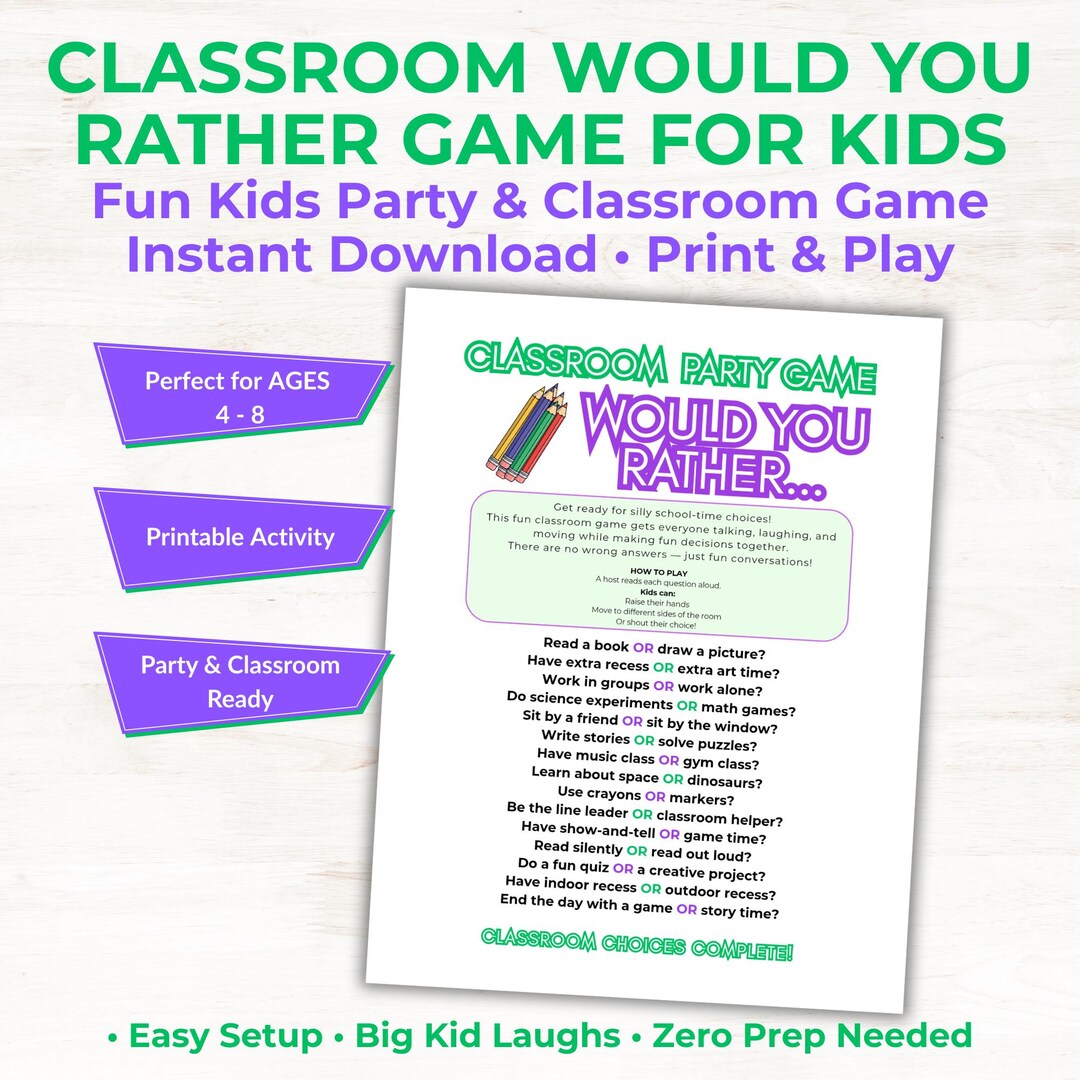 Would You Rather Game for Kids | Classroom Brain Break Activity ...