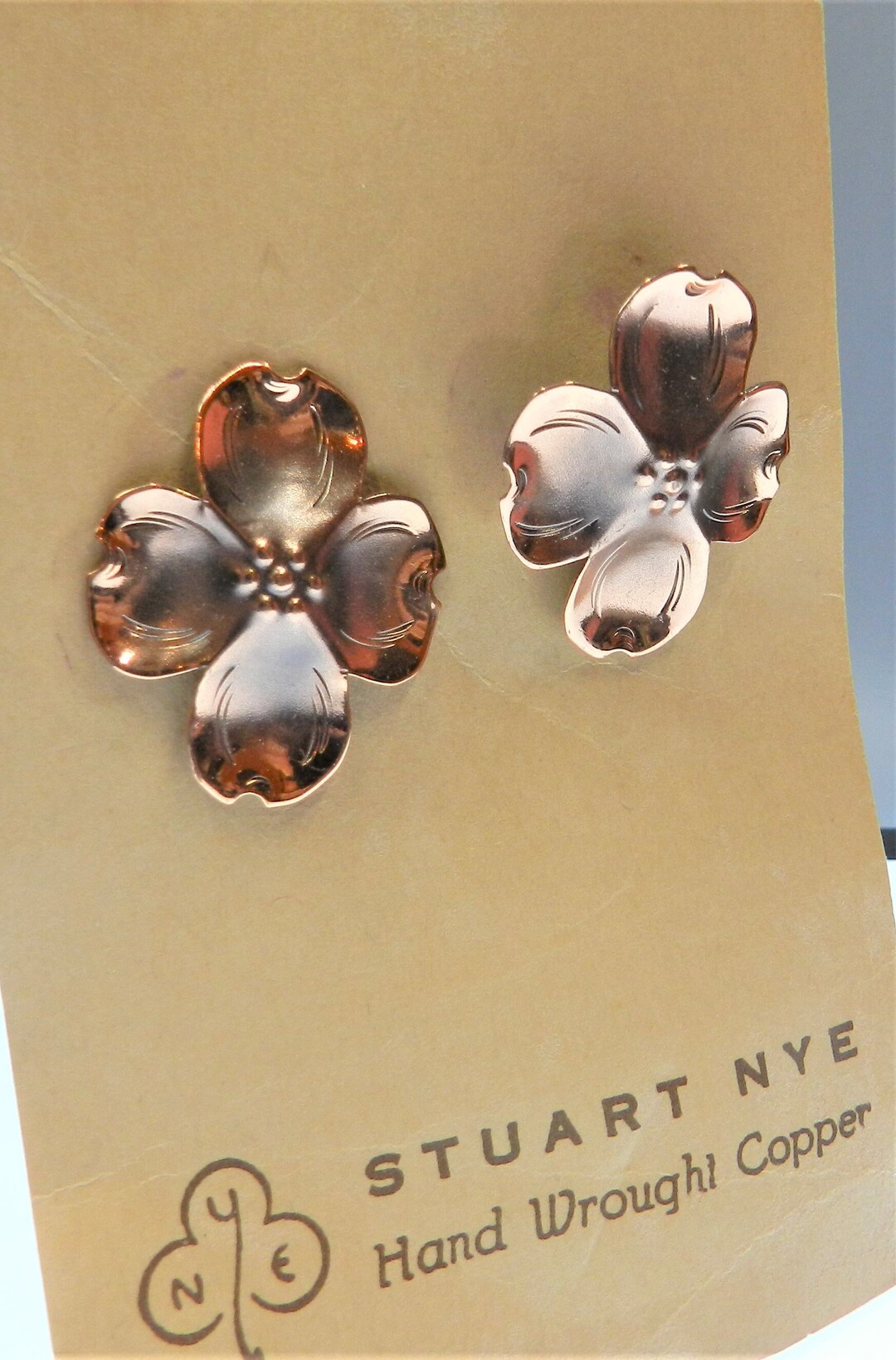 Vintage Stuart Nye Cooper & Sterling Floral Clip-on Earrings Lrg - Etsy